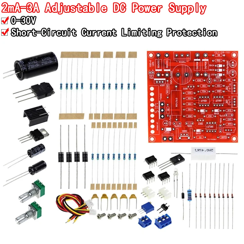 0-30V 2mA-3A DC Regulated Power Supply DIY Kit Continuously Adjustable ...
