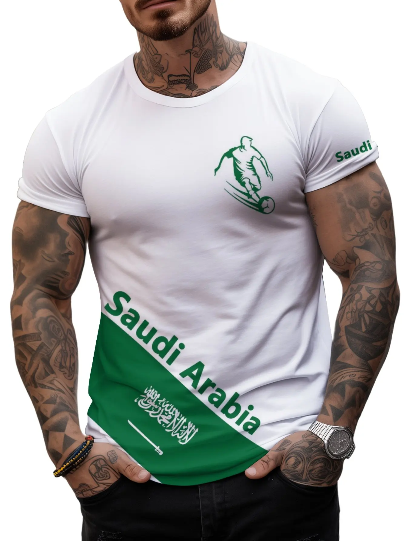 Saudi-Arabia-Football-Fan-Gear-Men-s-Soccer-T-shirt-2024-Summer-Short ...