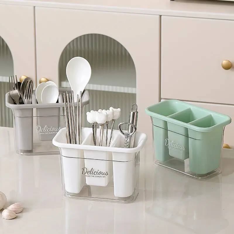 Plastic-Cutlery-Container-Folks-Knives-Spoon-Organizer-Pantry-Canister ...