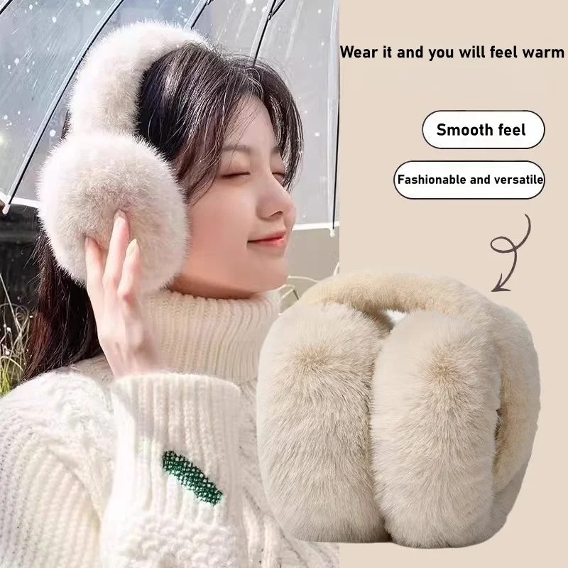 Winter women's Plush Ear Muffs Fashionable Anti-Freeze Easy Storage Ear ...