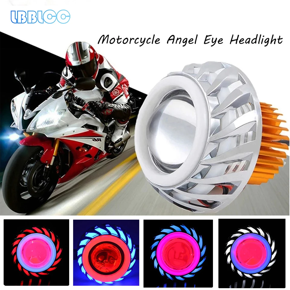 Hi-Low-Beam-LED-Motorcycle-Headlight-Angel-Eyes-Devil-Demon-Eyes-Halo ...