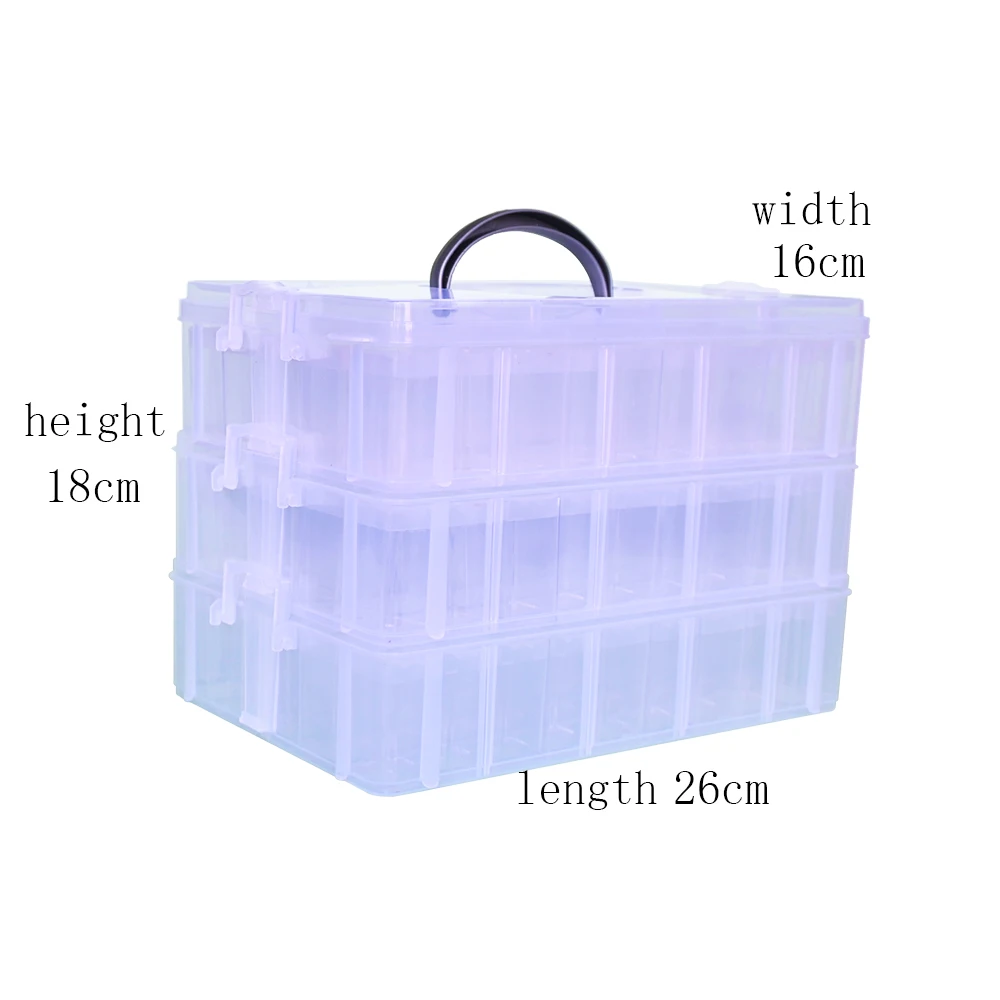 Transparent-Plastic-Three-Layer-Storage-Box-Cross-Stitch-Removable ...