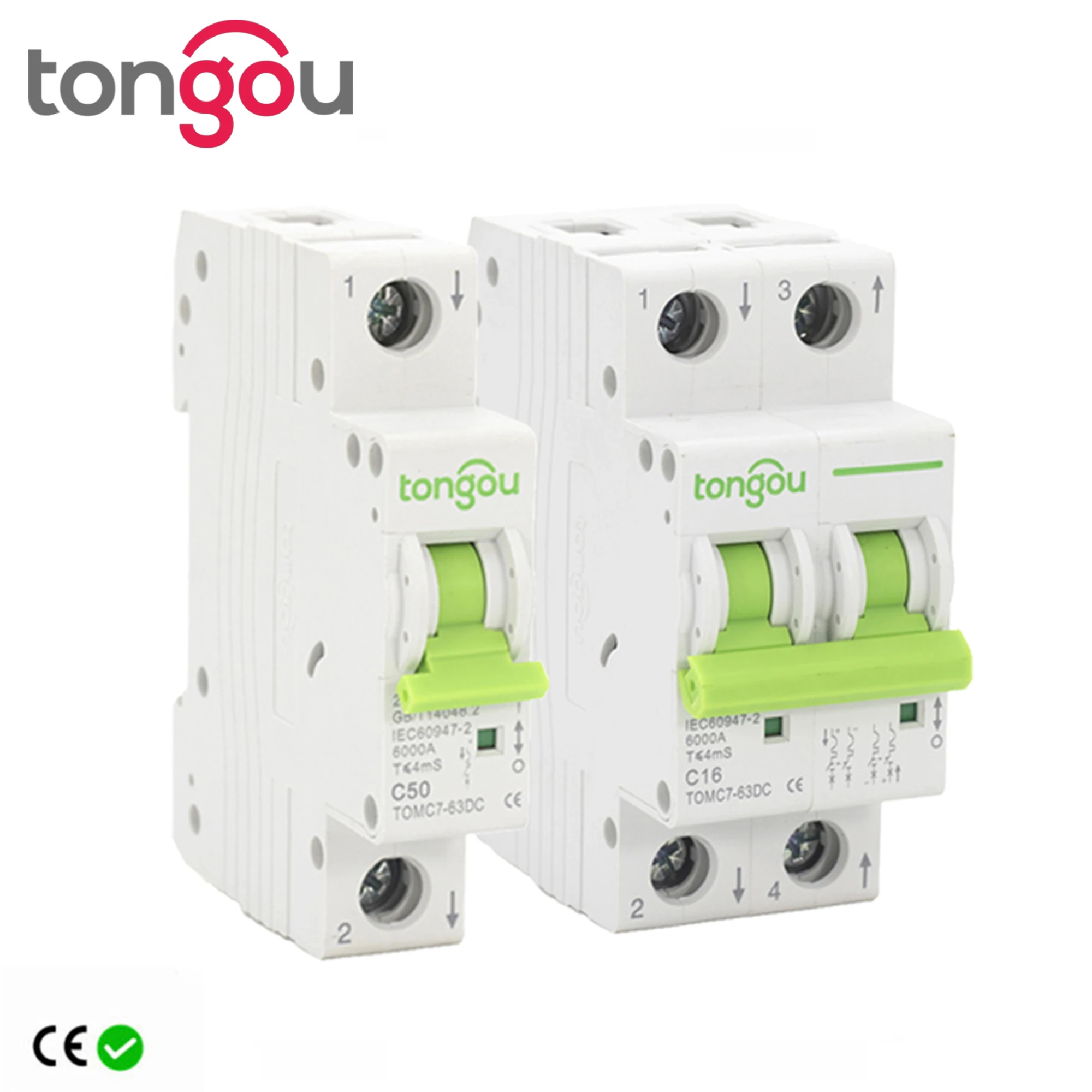 Mini disyuntor Solar para sistema PV, interruptor MCB para TOMC7DC 63 TONGOU, DC 2P, 250V, 550V ...