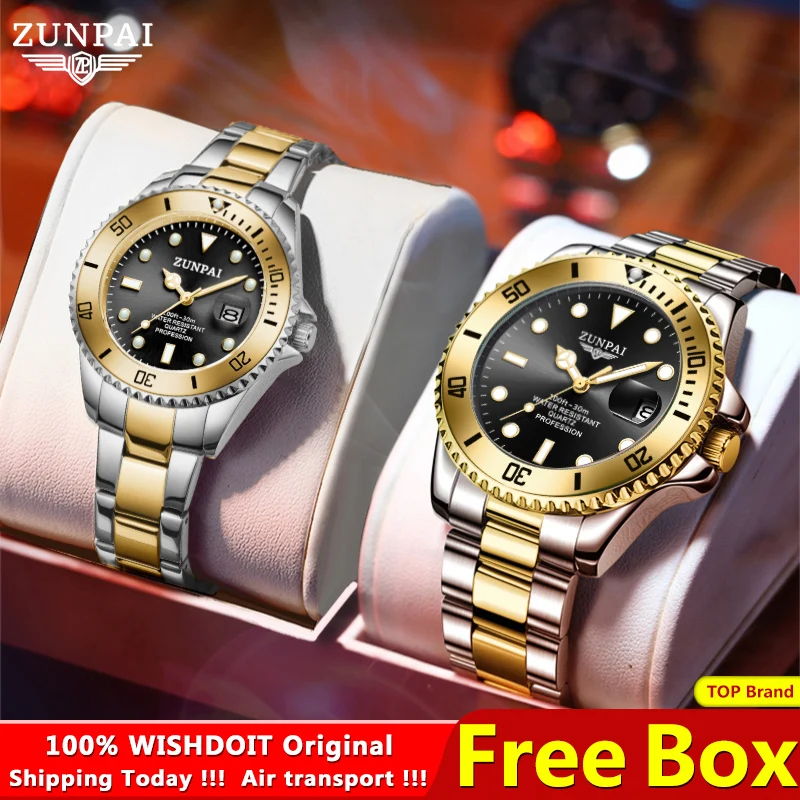 100-origina-ZUNPAI-Couple-watch-for-Men-Business-Women-Fashion ...