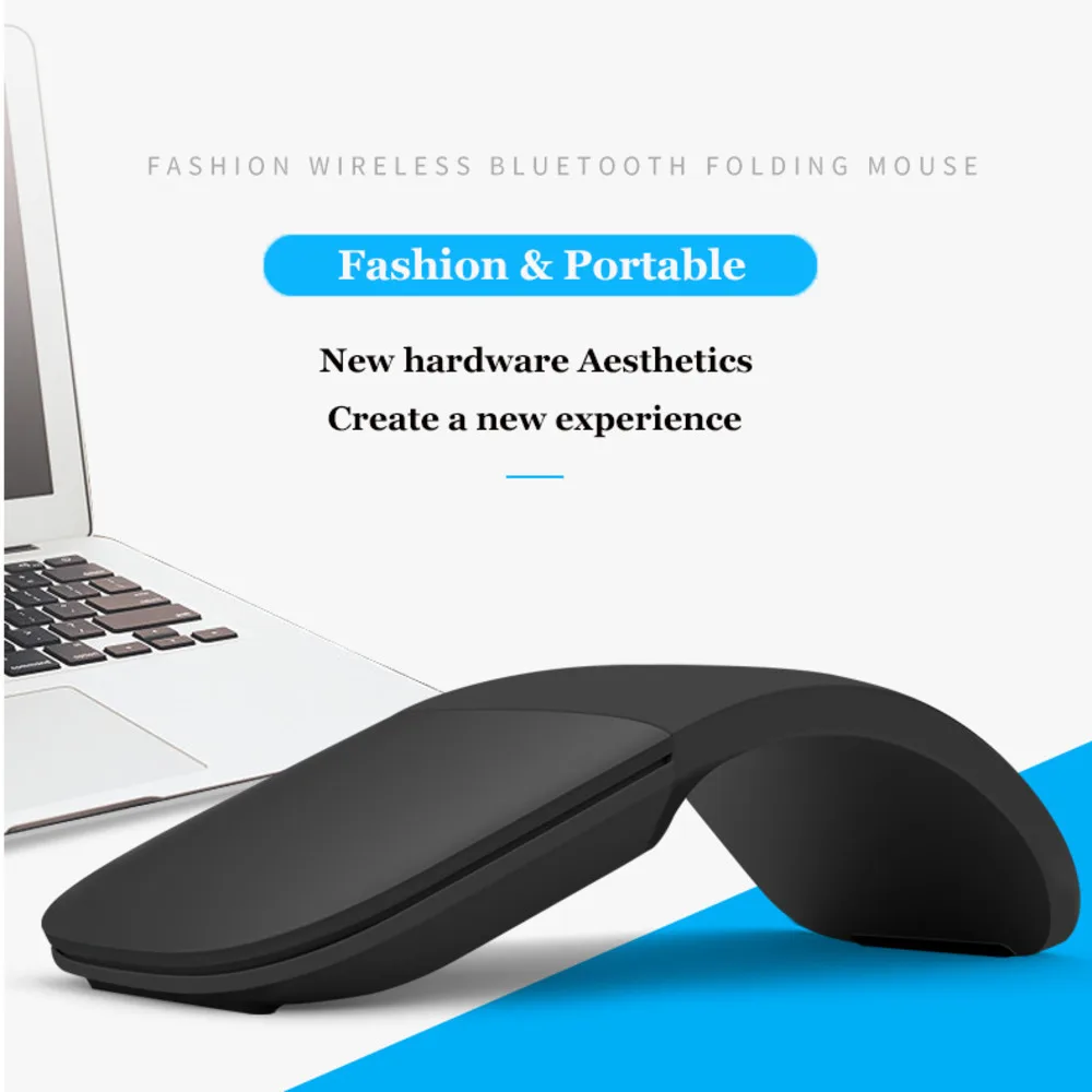 Portable-Wireless-Bluetooth-Arc-Touch-Mouse-Foldable-Ultra-thin-Mute ...