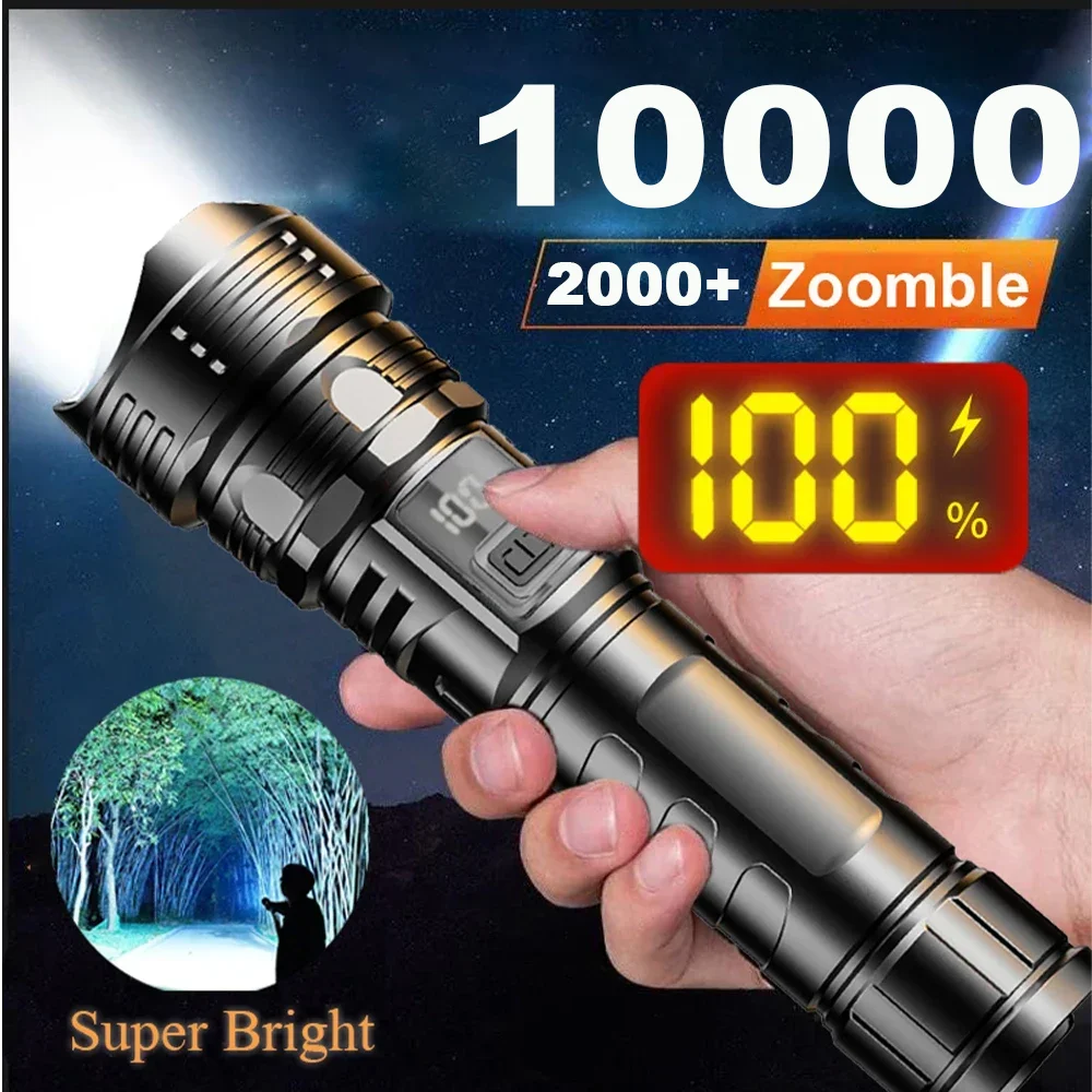 High-Power-White-Laser-LED-Flashlights-USB-Rechargeable-Lamp-Strong ...