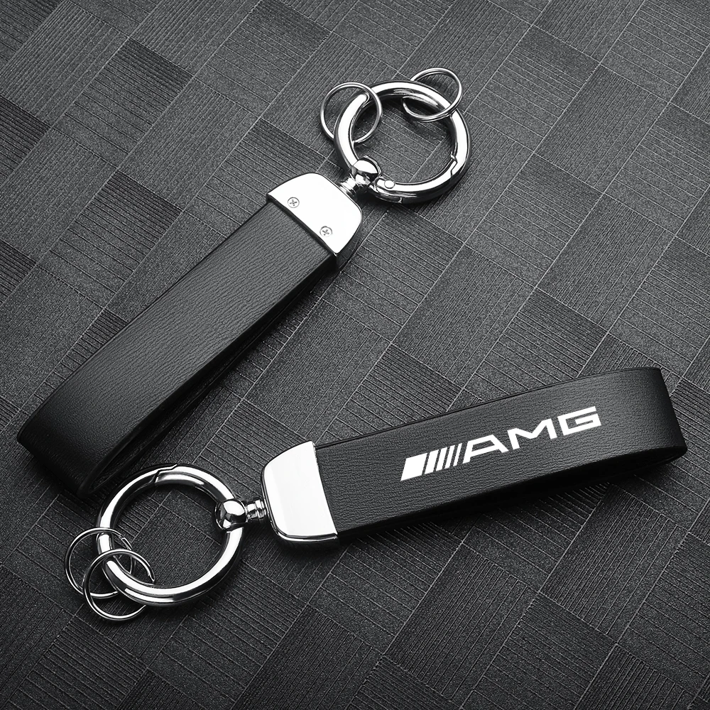 Leather Keychain Women Men Car Key Ring Chain Holder For Mercedes Benz ...