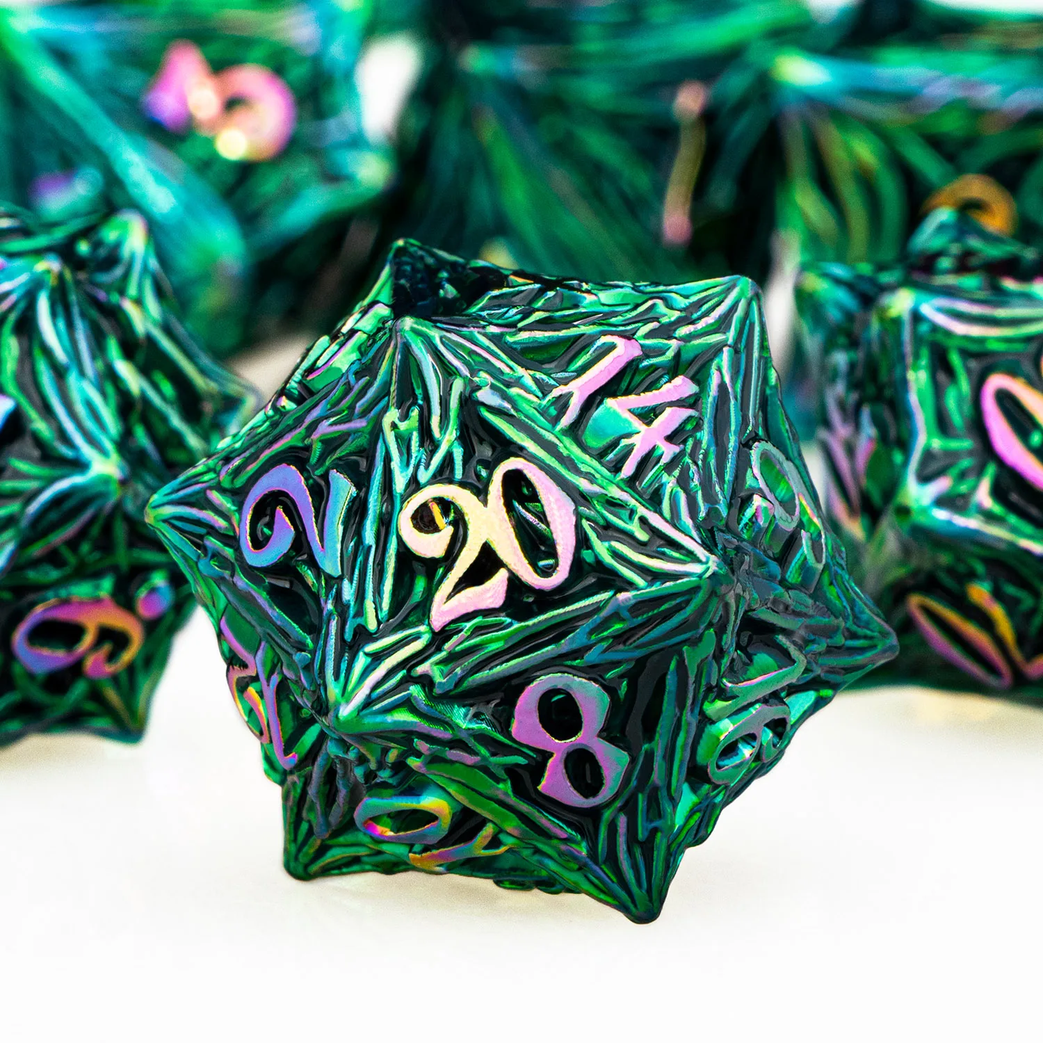 ORIFANTUO-7CPS-Green-Colorful-Dnd-Metal-Dice-D-D-Polyhedral-Dice-For ...