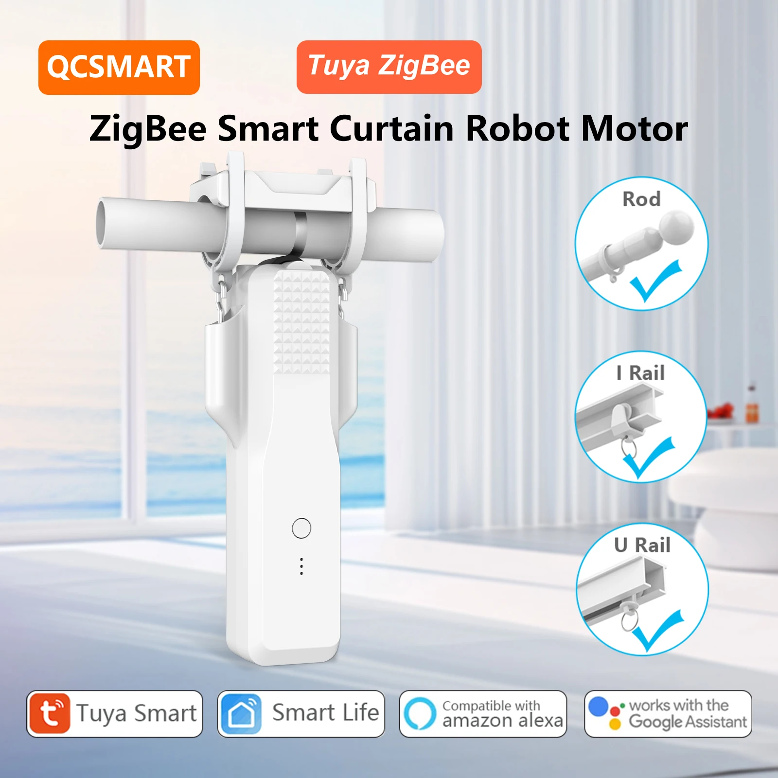 ZigBee 3.0 Curtain Robot Driver Roman Rod I Type Curtain Motors Tuya ...