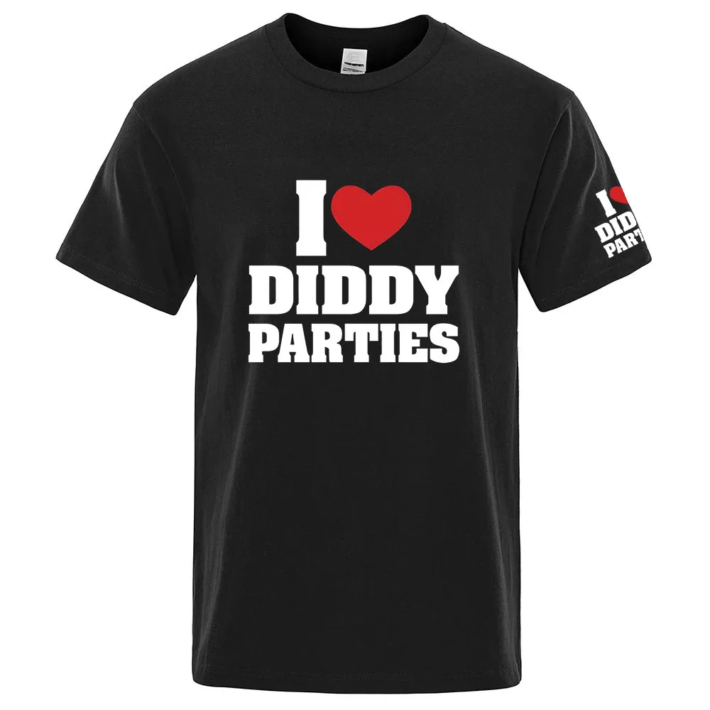 I Love Diddy Parties Funny Print 2025 Men's Ordinary Short-sleeved T ...