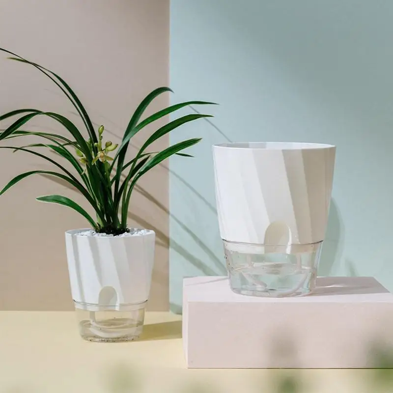 Self-Watering-Plant-Pot-Transparent-Plastic-Flower-Pot-Double-layer ...