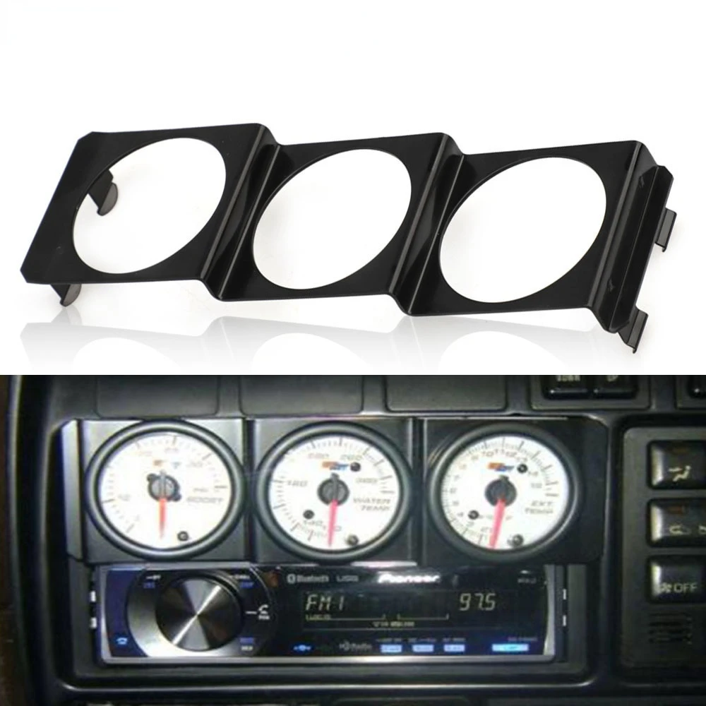 Universal-2-52mm-Three-Gauges-In-Dash-Slot-Single-Din-Gauge-Trim-Triple ...