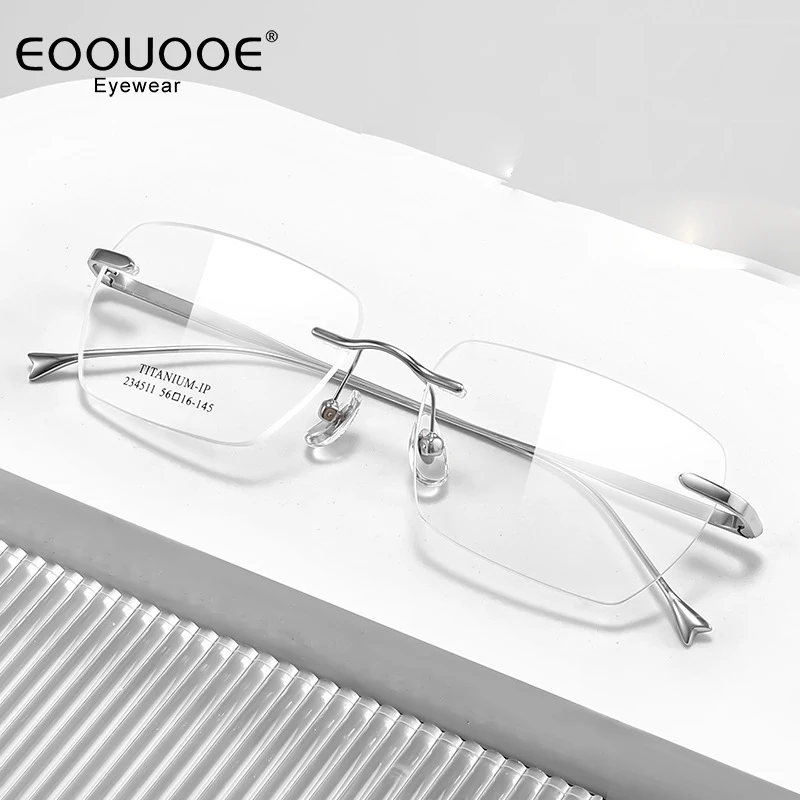 Rimless-Titanium-Glasses-Men-Design-Myopia-Spectacles-Lightweight ...
