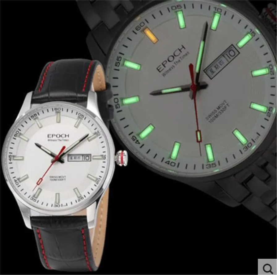 EPOCH Men Quartz Watch Super Luminous 25 Ronda Movement Chinese English ...