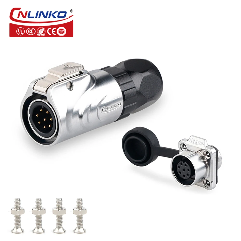 Cnlinko IP67 금속 M12 8 핀 산업용 원형 XLR 커넥터, LED 라이트 오디오 자동차용 PCB 케이블 패널 소켓 ...