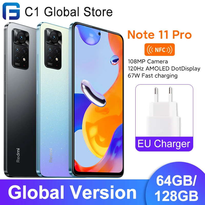 Global Version Xiaomi Redmi Note 11 Pro Smartphone 64/128gb Mtk Helio G96 Octa Core 108mp Camera ...