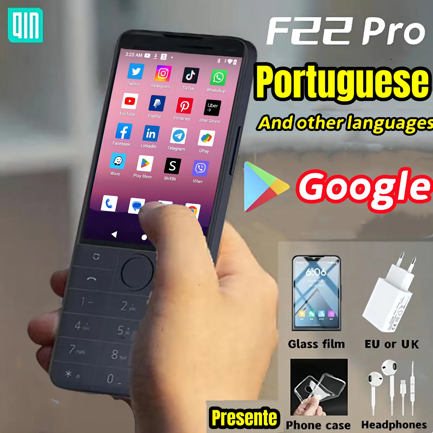 Novo qin f22 pro smart touch screenphone wifi 5g + 3.5 Polegada 4gb 64gb adicionar google store ...