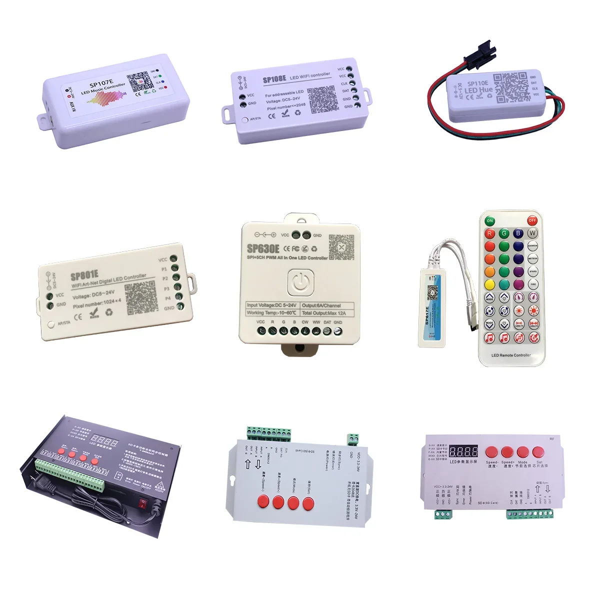 Magic-Controller-Luzes-de-tira-LED-Wi-Fi-Bluetooth-Pix-is-SP105E-SP108E ...