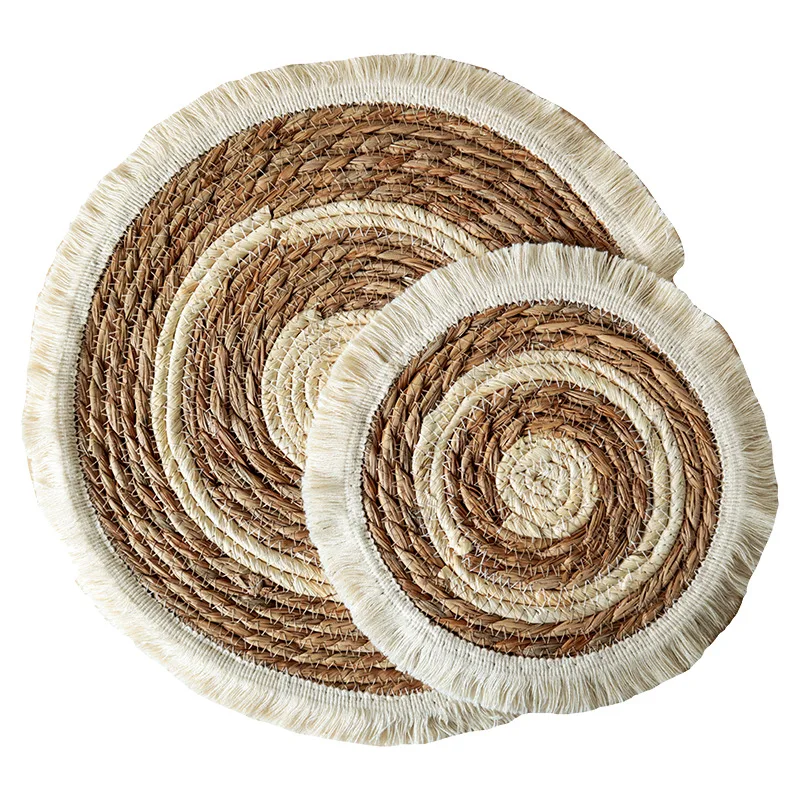 25-38cm-Woven-Round-Placemat-with-Tassel-Bohemian-Table-Placemats-Heat ...