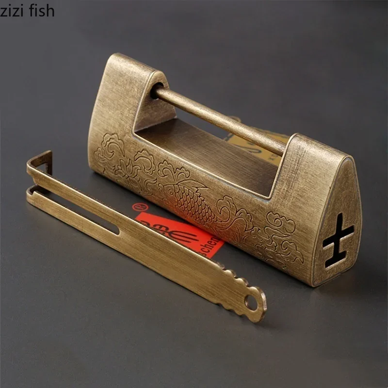 Chinese Padlock: The Authentic Antique Brass Horizontal Lock That ...