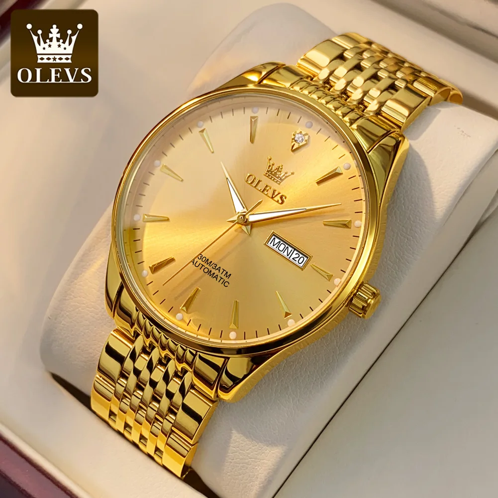 OLEVS-Brand-New-Luxury-Gold-Mechanical-Watches-Mens-Stainless-Steel ...