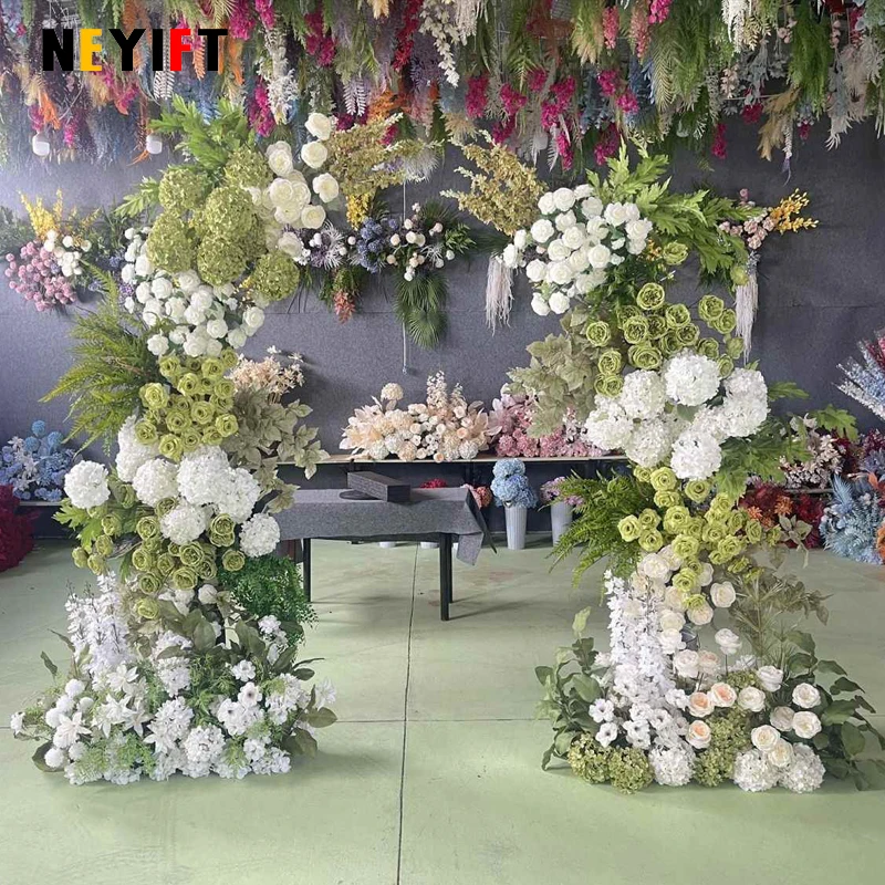 Moon-Shape-Horn-Arch-with-5D-Rose-Greenery-Flower-Arrangement-Outdoor ...