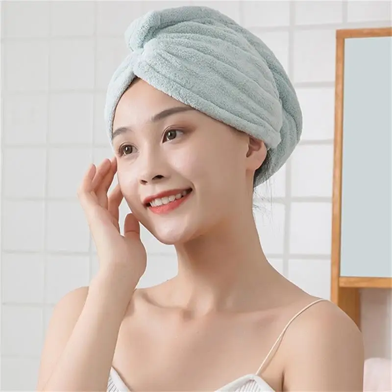 Coral Velvet Quick Dry Dry Hair Cap Wrap Head Towel Hair Drying Hat ...