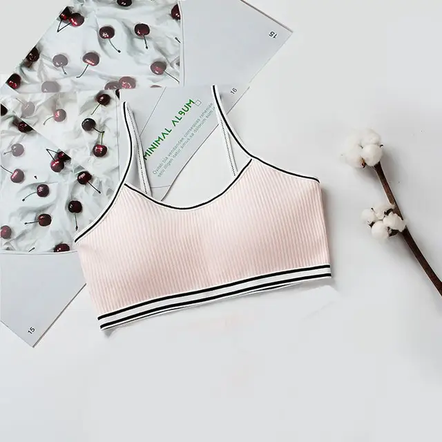 Puberty Girls Bra Underwear Set Children Vest Stundent Tube Tops Padded ...