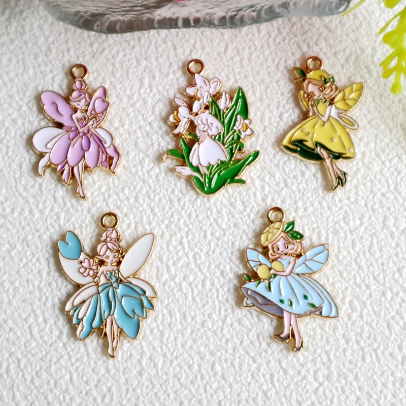 10pcs Cartoon Anime Fairy Alloy Enamel Pendant Kawaii Metal Charms DIY ...