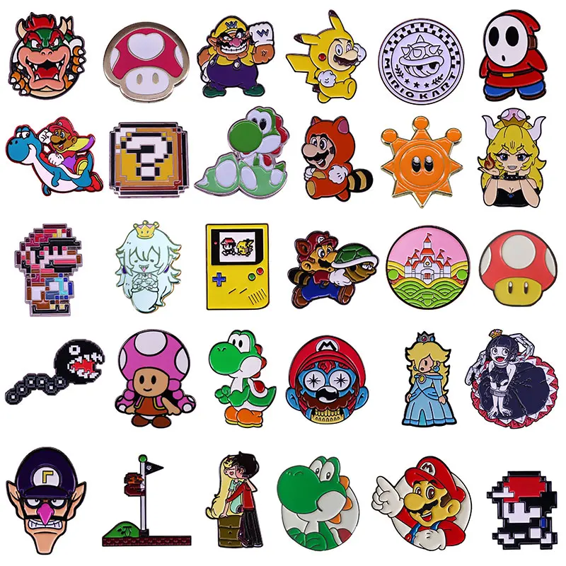 Mario Bros Anime Game Badges On Backpack Enamel Pin Medal Lapel Pin ...