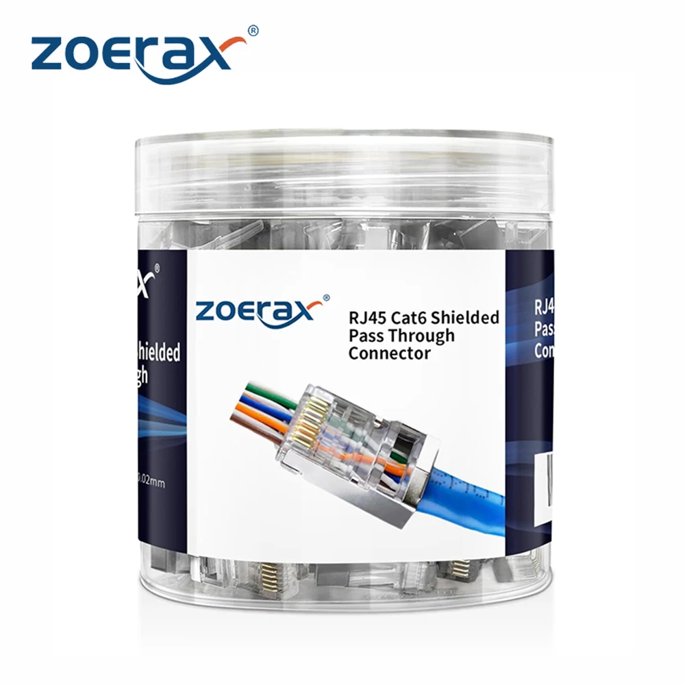 ZoeRax-Paquete-de-100-conectores-de-paso-RJ45-Cat6-enchufes-modulares ...