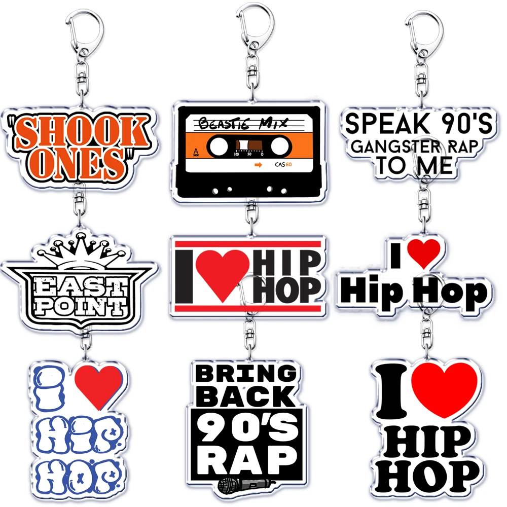 Retro East Coast I Love Hip Hop Keychain for Accessories Bag Rap Music ...