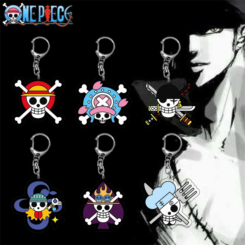 Pirate-One-Piece-Skull-Logo-Luffy-Keychain-Anime-Character-Star-Two ...