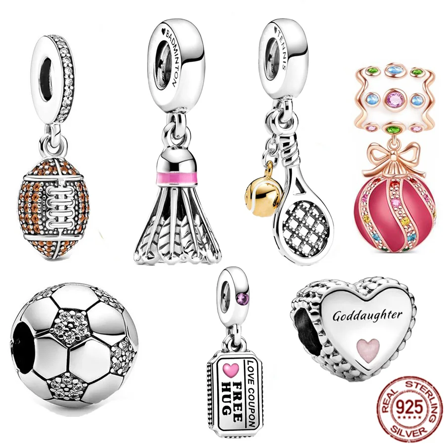 925-Sterling-Silver-Sparkling-Rugby-Pendant-Football-Volleyball-Charm ...