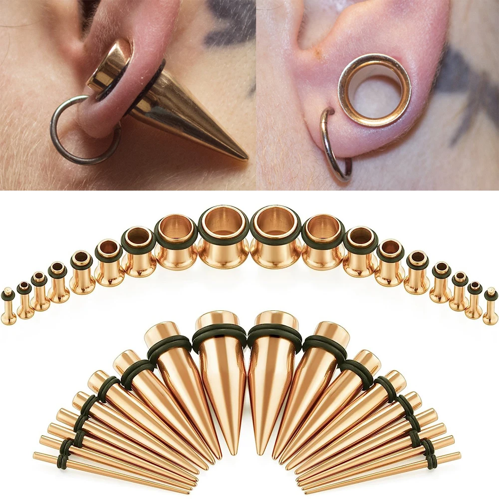 9Pairs-Stainless-Steel-Gold-Color-Ear-Taper-Stretching-Kit-Gauge ...