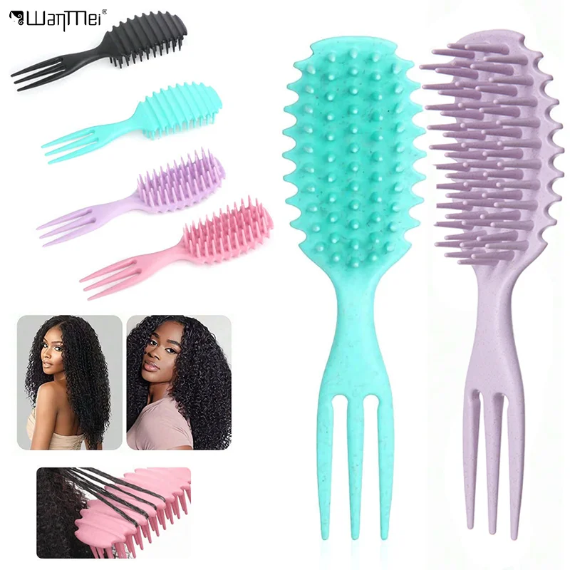 1pcs Gentle Curly Detangling Hair Brush Afro Scalp Massage Comb Curly ...