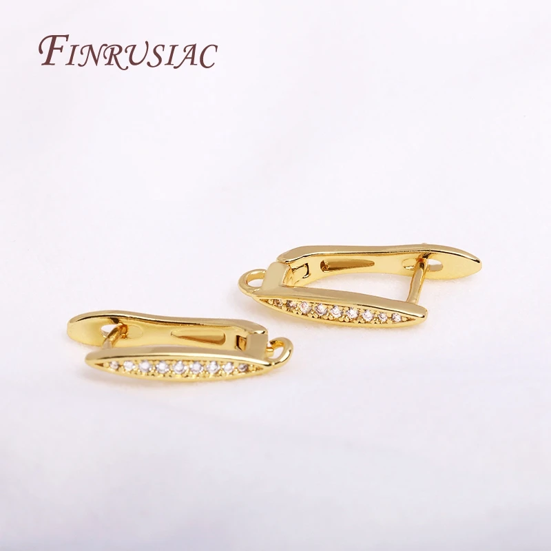 New-18K-Real-Gold-Plated-Zircon-Earring-Hook-Clasps-Lever-Back-Open ...