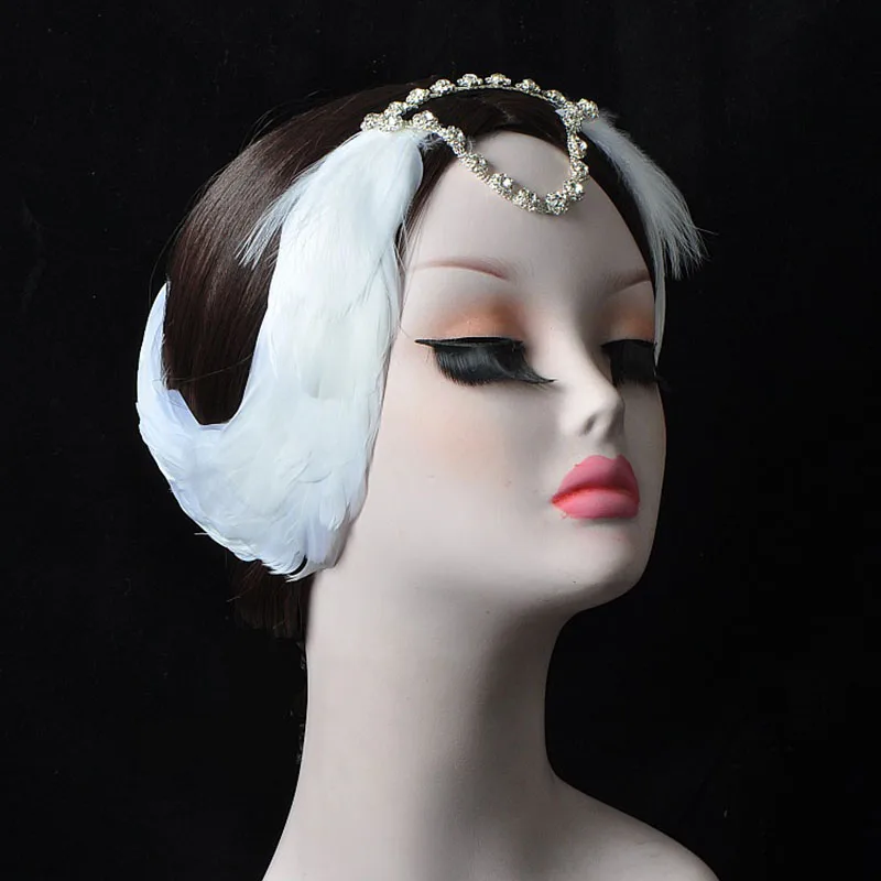 Ballet-Headwear-Swan-Lake-White-Black-Hair-Feather-Headband-With ...