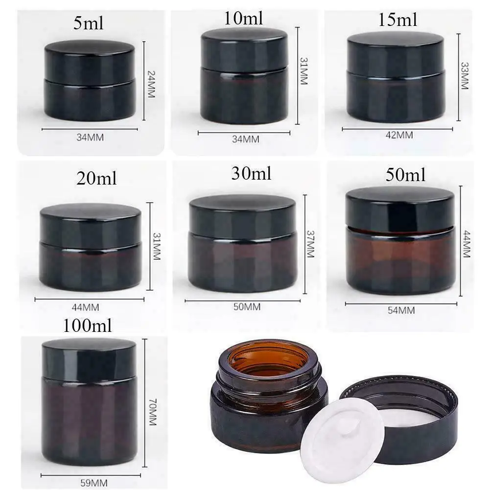 10pcs 5ml/10ml/15ml/20ml/30ml/50ml Glass Amber Cosmetic Face Cream ...