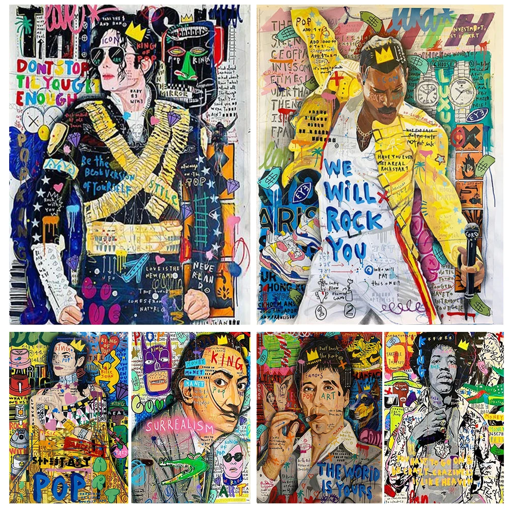 Street-Graffiti-Abstract-Michael-Jackson-David-Rock-Portrait-Wall-Art ...