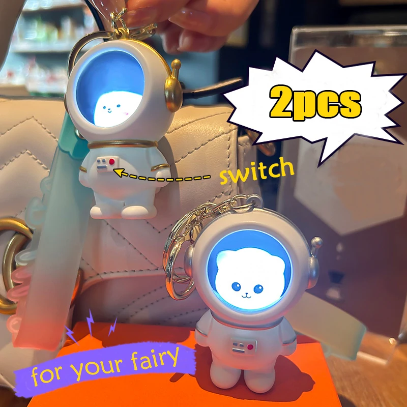 2pcs-Cartoon-Spaceman-Light-Glowing-Keychain-Sunset-Light-Luminous ...