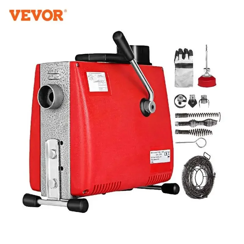 VEVOR Auger Pipe Cleaning Machine Electric 250W Unblocker Toilet Water ...