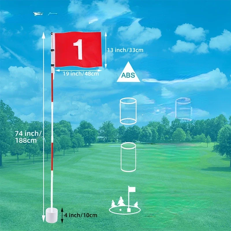 Golf-Flagsticks-Flags-Hole-Pole-Cup-Set-Portable-5-Section-Practice ...