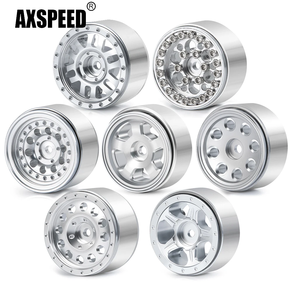 AXSPEED-4Pcs-Silver-1-0-Metal-Beadlock-Wheel-Rims-Hubs-for-Axial-SCX24 ...