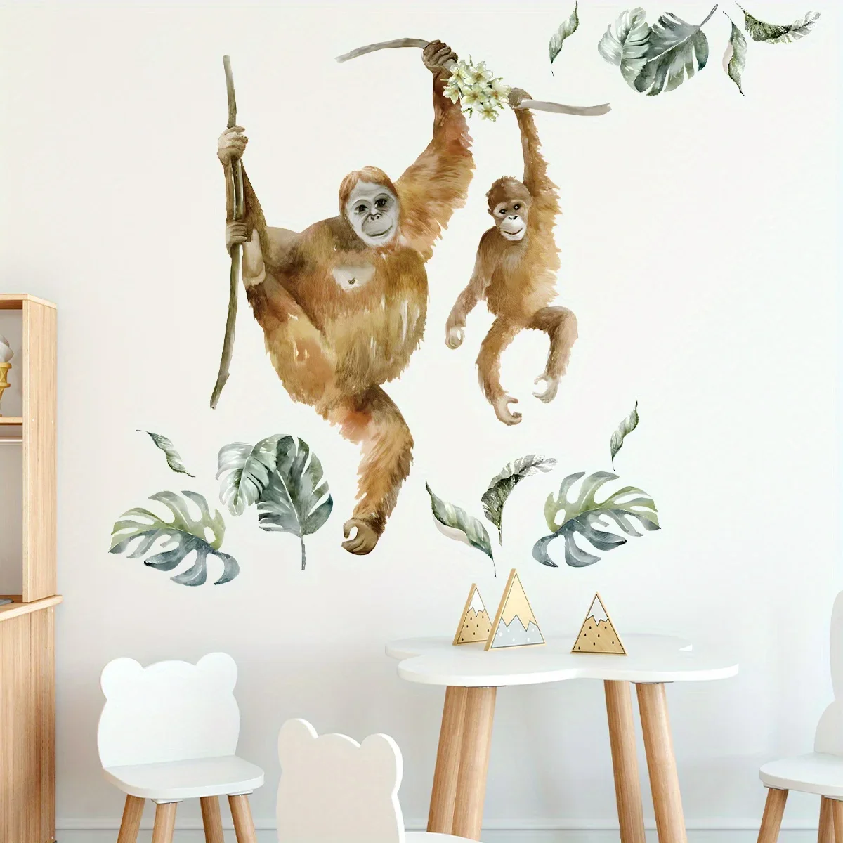 1Pc Watercolor Simulation Monkey Animal Furniture Wall Stickers Kids ...