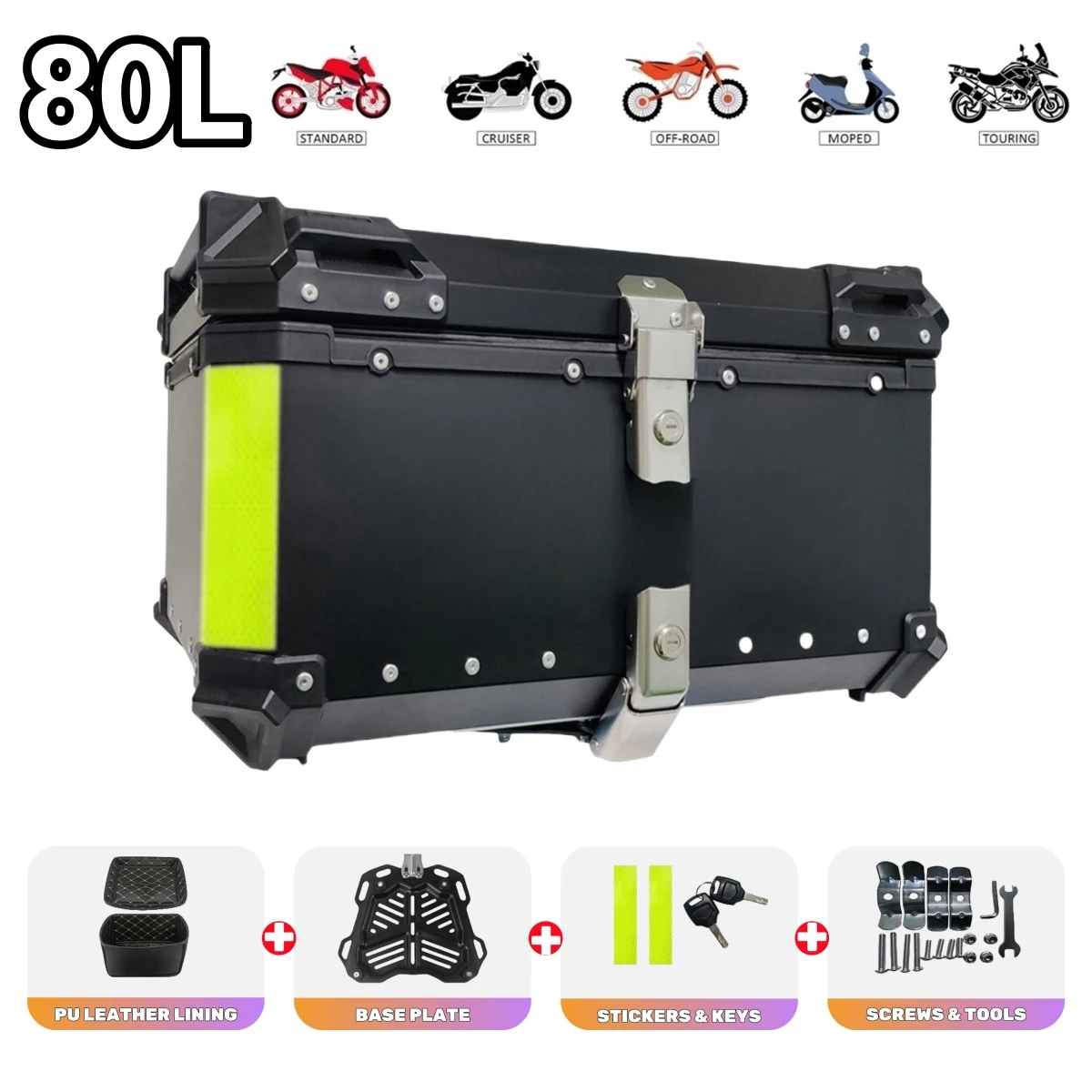 80L-Motorcycle-Box-Aluminum-Rear-Luggage-Trunk-Large-Capacity-Motorbike ...