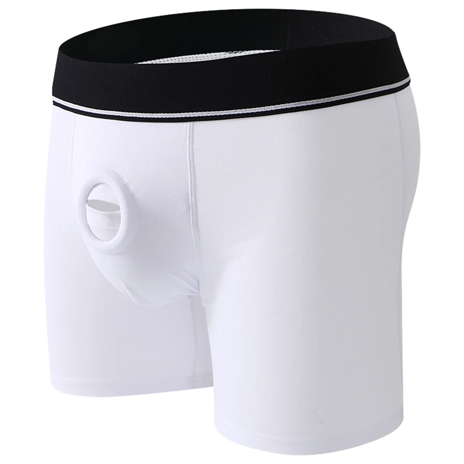 Cock Ring Men Sexy Penis Hole Boxers Cockring Man Shorts Underwear ...