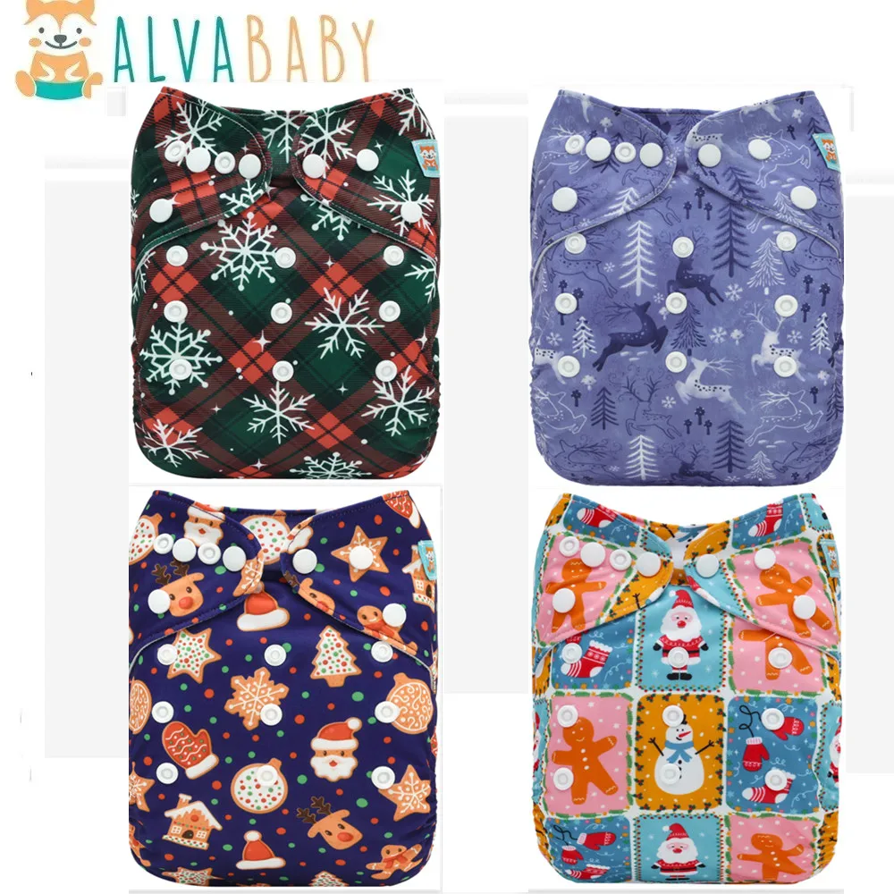 Christmas ALVABABY Baby Cloth Diaper Eco-Friendly Snaps Adjustable ...