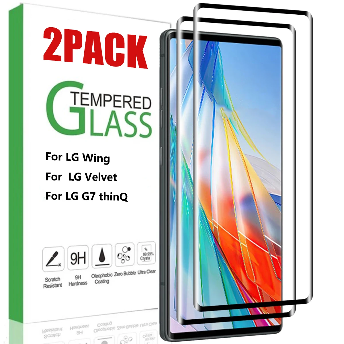 Full Cover Tempered Glass Film For LG Wing/ Velvet/ G7 thinQ Clear ...