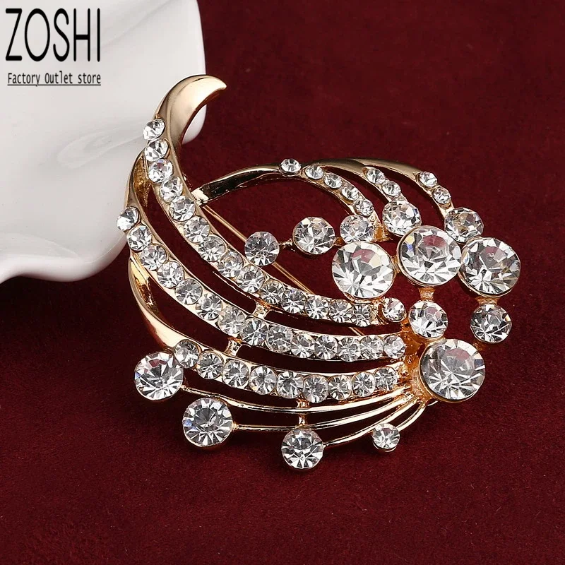 Rhinestone Setting Wings Brooches For Women Gold Plated Brooch Pins For ...